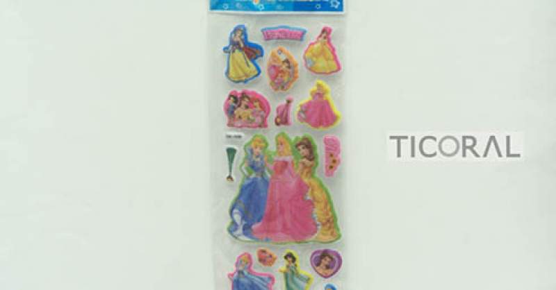 STICKER PRINCESAS AFELPADO BRILLO (25X9CM) HS5645-4 x 12