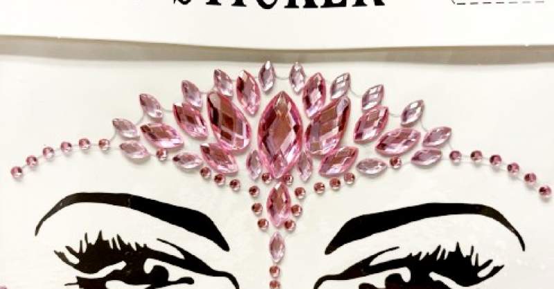 BRILLITOS AUTOADHESIVOS PARA ROSTRO FACE STICKER DECO ROSA X 1 UNIDADES