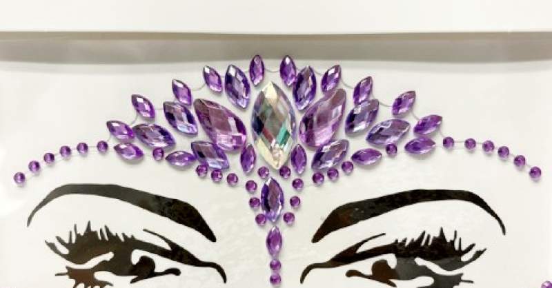 BRILLITOS AUTOADHESIVOS PARA ROSTRO FACE STICKER DECO LILA X 1 UNIDADES