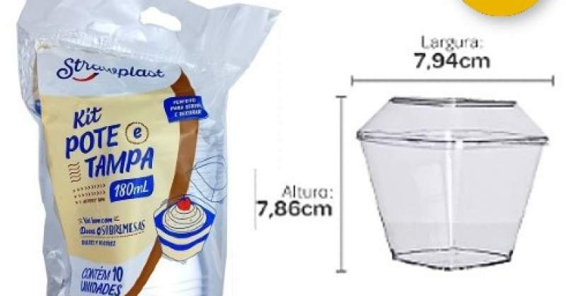 KIT POTE CRISTAL CON TAPA 180 CC COPOBRAS X 10 unidades